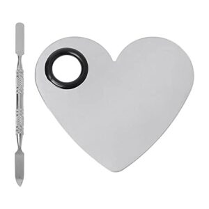 Nunobob 2 Pack Makeup Palette,Stainless Steel Cosmetic Mixing Palette with Spatula Tool for Foundation Nail Art Eyeshadow, Silver