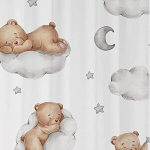 Teddy Bear and Clouds Baby Boy Room Curtain Nursery Curtains Window Curtains (Pair of - 28" x 84")