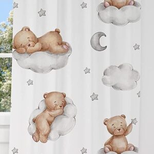 Teddy Bear and Clouds Baby Boy Room Curtain Nursery Curtains Window Curtains (Pair of - 28" x 84")