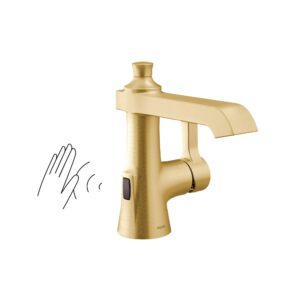 flara s6981ewbg motionsense wave touchless single handle bathroom sink faucet, brushed gold