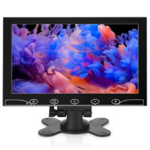 10.1 inch small monitor, raspberry pi monitor built-in speakers, mini monitor 1024 x 600, hdmi monitor 60 hz, 5ms, ips screen display w/remote control, hdmi vga av bnc input, computer monitor