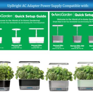 UpBright 12V AC/DC Adapter Compatible with AeroGarden Harvest Elite Slim 360 100690-BLK 100691 100692-BLK 100693-PPL 100694-BLK 100695-PPL Indoor Garden LED Grow Light 12VDC 2.5A 6WWPC01 Power Supply