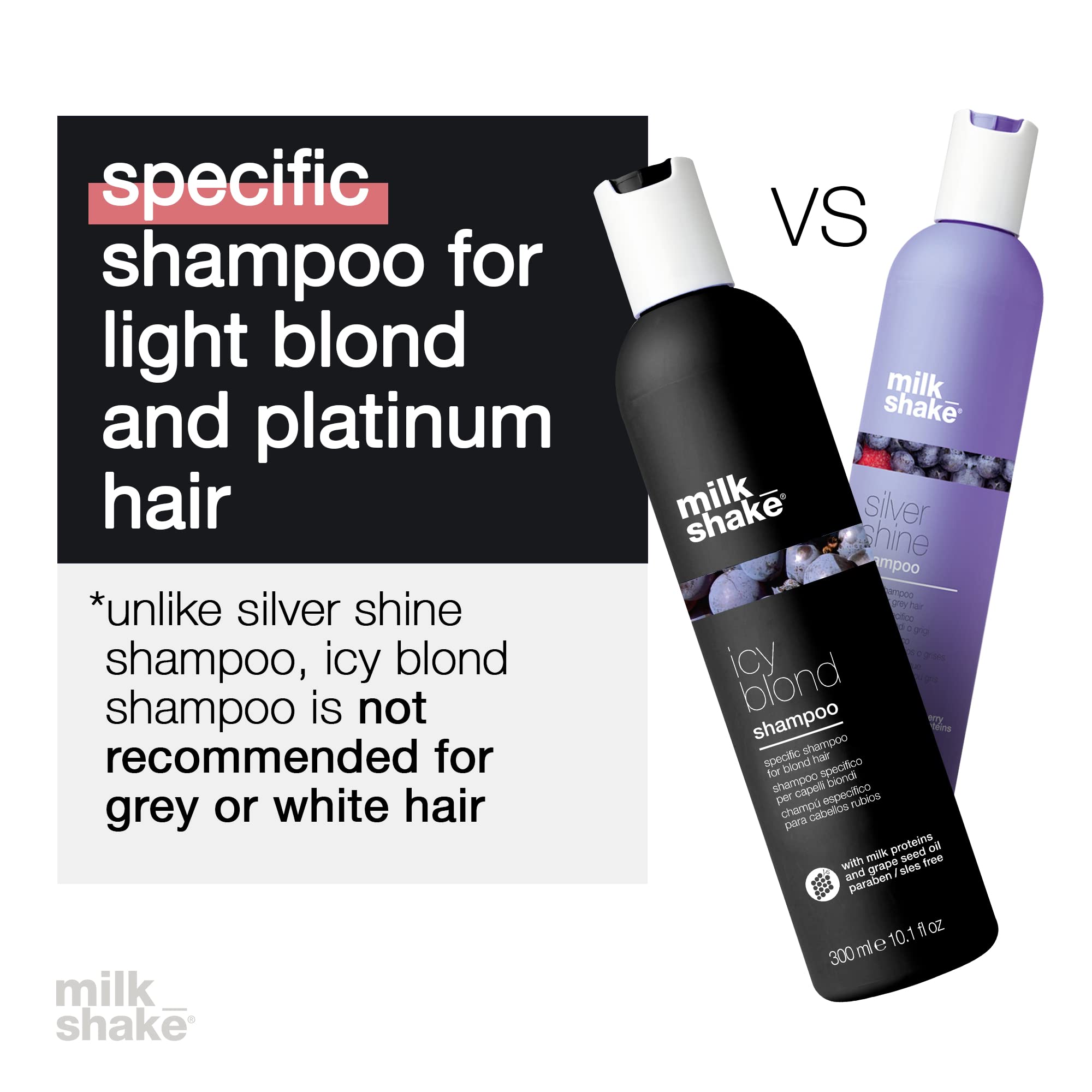 milk_shake Icy Blond Shampoo - Black Pigment Silver Shampoo for Very Light Blond and Platinum Hair, 33.8 Fl Oz (1000ml)