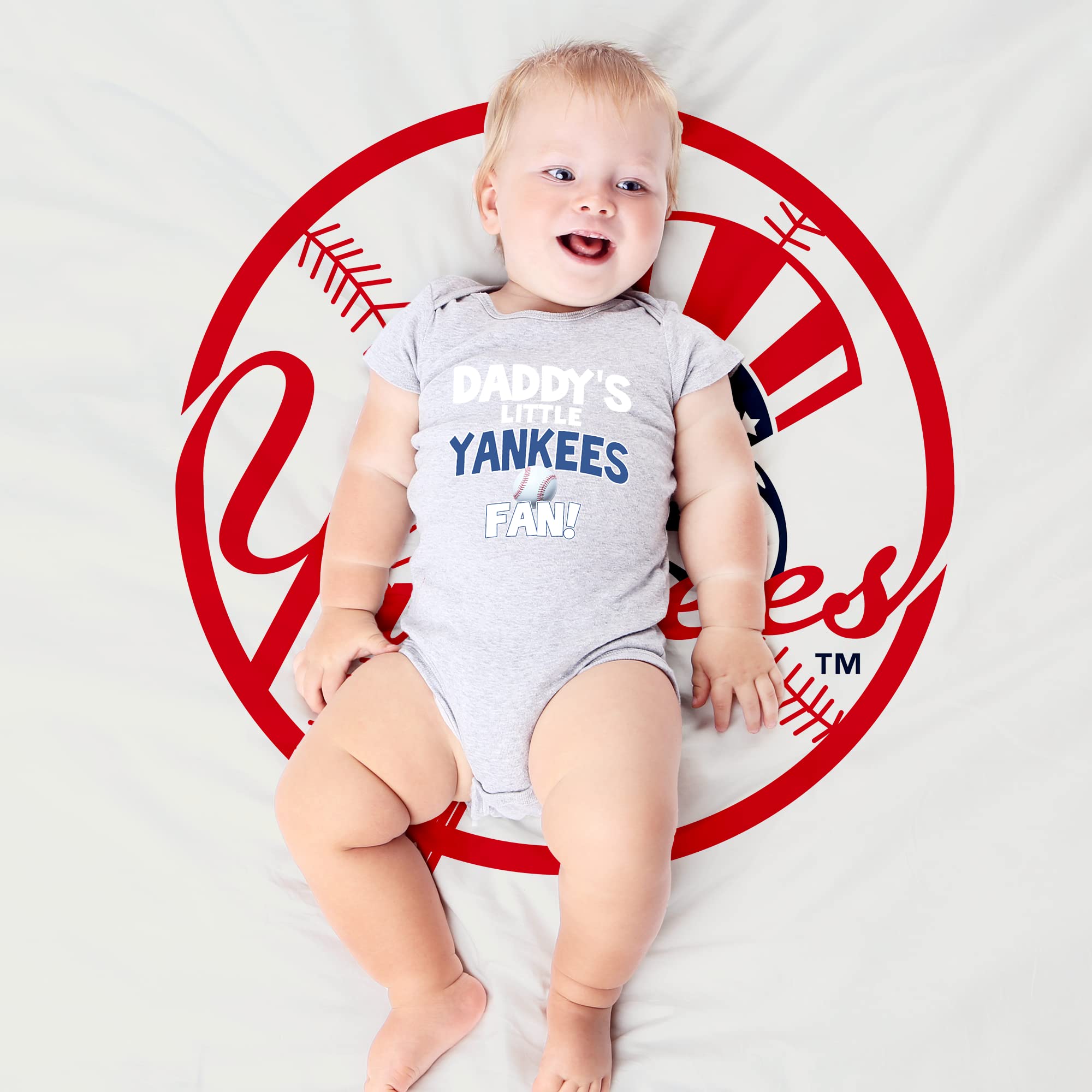 NanyCrafts Baby's Daddy's Little Yankees Fan Bodysuit 3 Months Navy