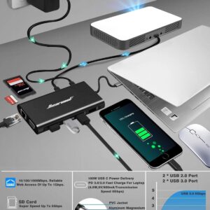 Hiearcool 8IN1 USB C Hub and 11IN1 Docking Station, Type C Hub Ethernet USB C Docking Station