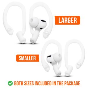 WC HookZ Combo Pack - Upgraded Over-Ear Hooks for AirPods Pro - 2 Pairs of Large & Small Size Included in Package Made by Wicked Cushions | Winter White & Pitch Black