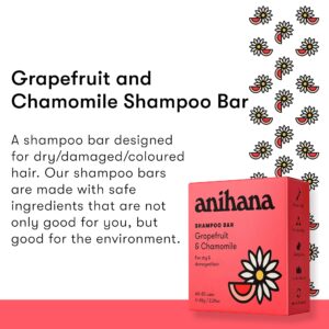 ANIHANA Shampoo Bar for Dry Damaged Safe For Color Treated Hair Moisturizing Hydrating Healthy Looking Hair Paraben Free Grapefruit and Chamomile 2.29 oz