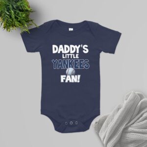 NanyCrafts Baby's Daddy's Little Yankees Fan Bodysuit 3 Months Navy