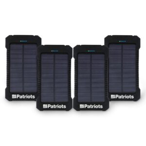 4patriots 4-pack patriot power cell bundle: portable solar power, rechargeable battery 2 usb ports, 8,000 mah lithium polymer battery, led flashlight, great for hiking or emergencies