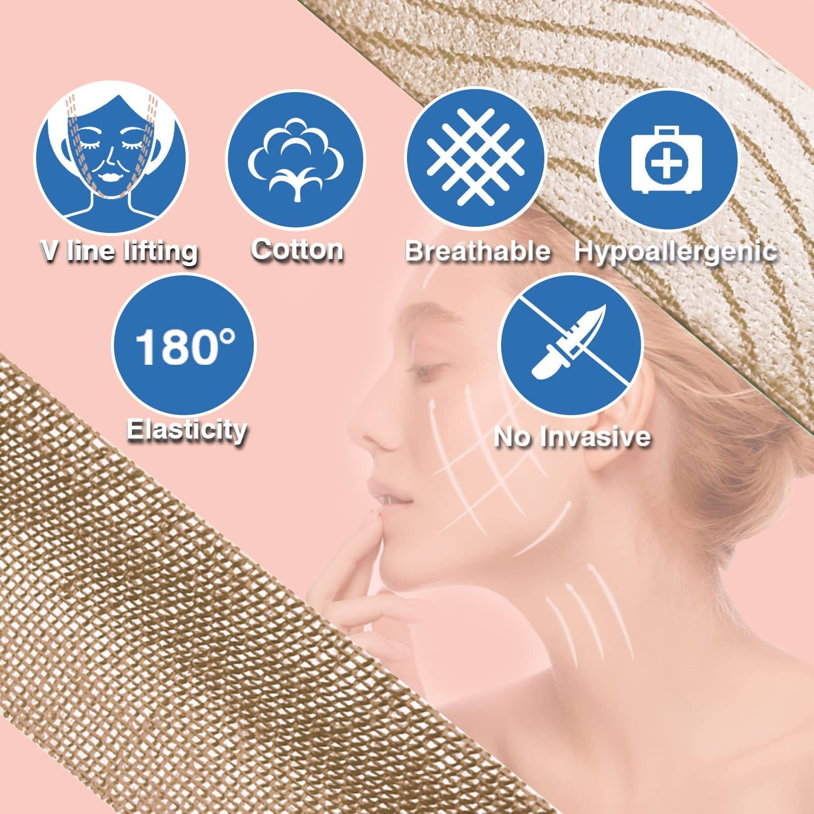 Facial Patches - Wrinkle Patches - Wrinkle Tape - Face Lifting Tape - Non-Invasive Wrinkle Remover - Multifunctional High Elasticity Wrinkle Forehead Eyes Face Neck Wrinkle Treatment - 2.5CM*1000CM