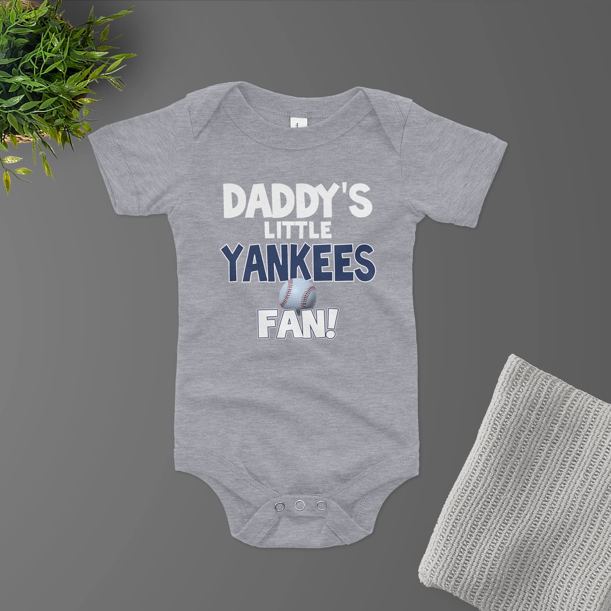 NanyCrafts Baby's Daddy's Little Yankees Fan Bodysuit 3 Months Navy