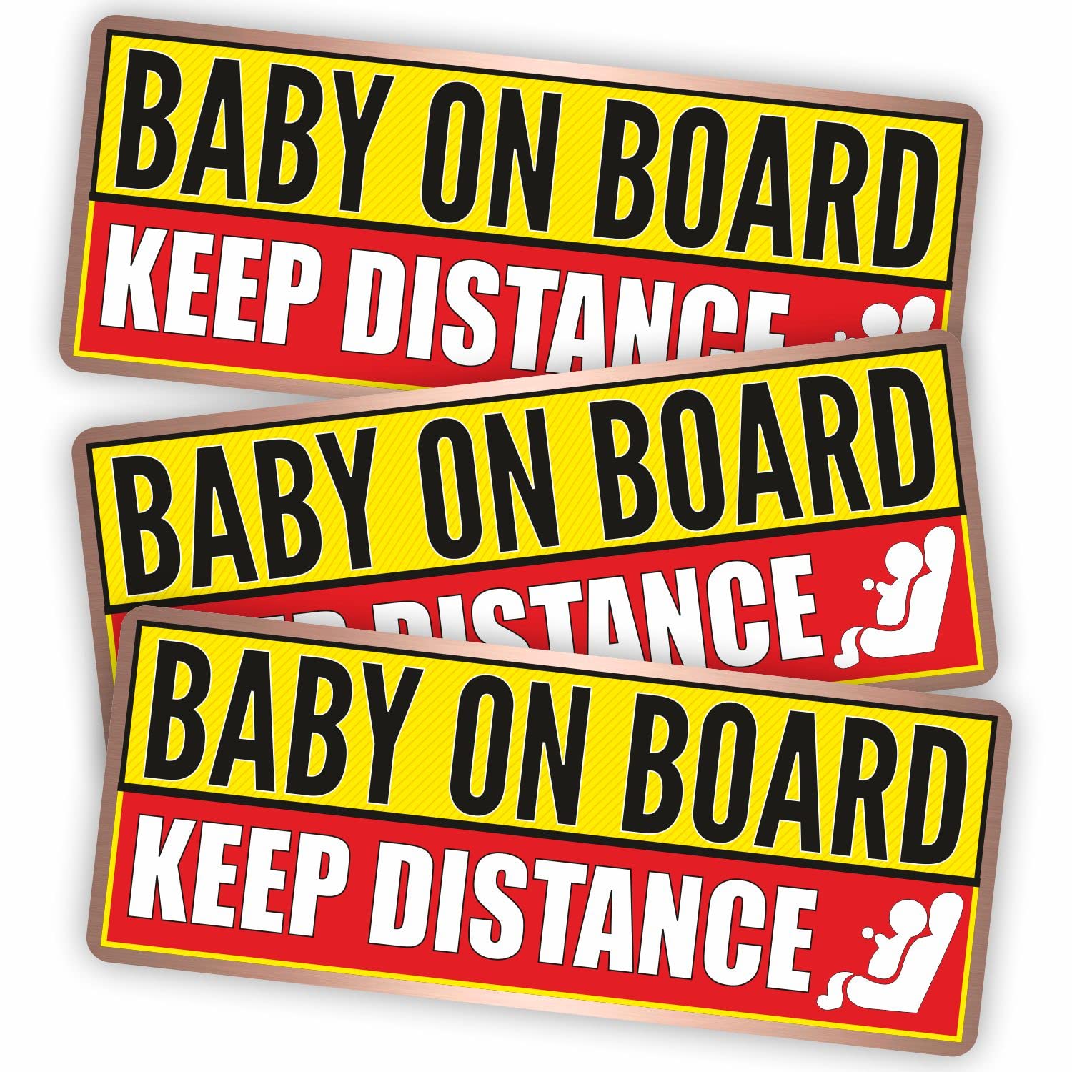 Baby on Board Sticker - (Pack of 12) 4" x 10" Large Keep Distance Warning Sign Car Safety Bumper Decal for Vehicle