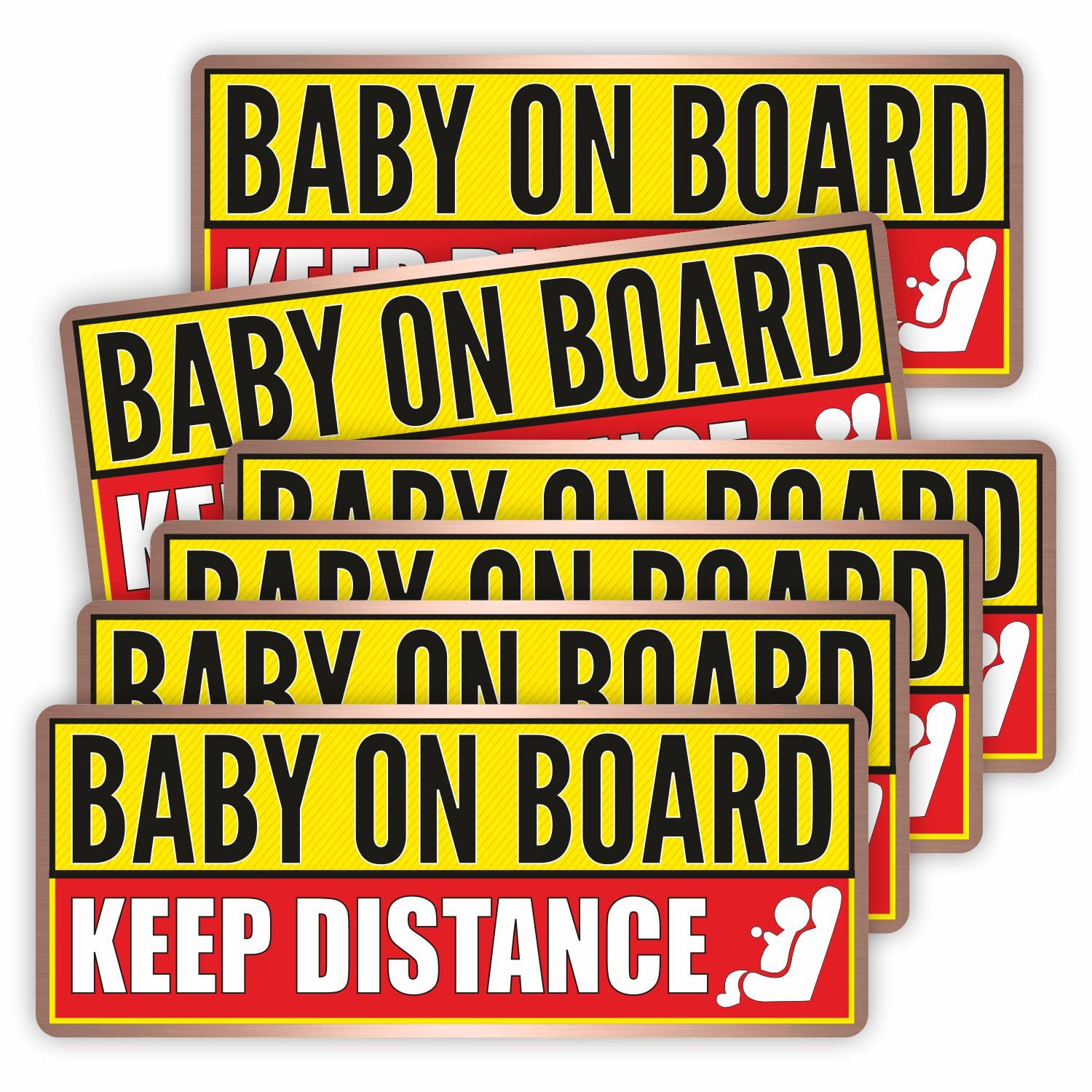 Baby on Board Sticker - (Pack of 12) 4" x 10" Large Keep Distance Warning Sign Car Safety Bumper Decal for Vehicle