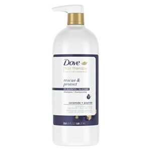 dove rescue and protect shampoo, 33.8 fl oz - sulfate free shampoo for damaged hair, strengthens hair, seals split ends, nourishes for soft, smooth, healthy-looking hair