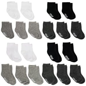 little me baby boys grey white & black pack newborn infant toddler unisex socks, multi, 0-24 months us