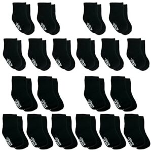 little me baby girls solid color pack newborn infant toddler unisex socks, black, 0-24 months us