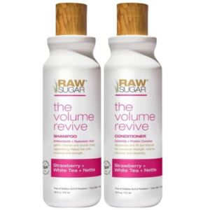 r s raw sugar volume revive shampoo & conditioner set. antioxidants + hyaluronic acid. strawberry + white tea + nettle. 18 fl oz bottles each., 18 fl oz (pack of 2)