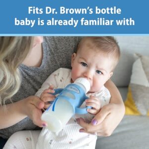 Dr. Brown's Milestones Narrow Sippy Spout Bottle with 100% Silicone Handles, Easy-Grip Handles with Soft Sippy Spout, 8oz/250mL, Black & Ecru, 2 Count (Pack of 1), 6m+