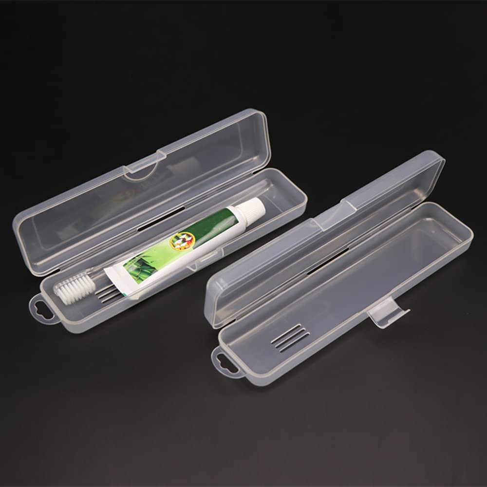 DLAIVOR Portable Travel Toothbrush Case, Hard Plastic Dust-Proof Toothbrush Container & Toothpaste Box Holder (Rectangle-2Pcs)