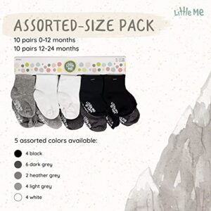 Little Me baby boys Grey White & Black Pack Newborn Infant Toddler Unisex Socks, Multi, 0-24 Months US