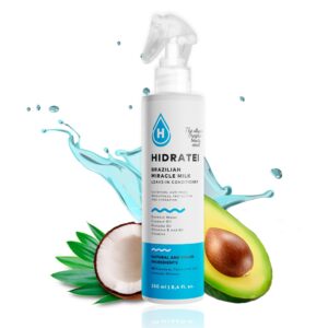 hidratei brazilian healthy leave in conditioner | detangler spray | anti-frizz spray | 24+ hour protection from uv, heat, & frizz | reduces breakage | vegan hair treatment for all hair types 8.4 oz