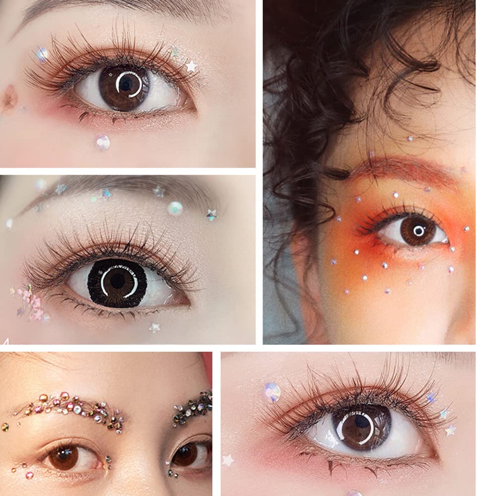 Eye Body Face Gems Jewels Rhinestone Stickers Acrylic Self Adhesive Crystal White Makeup Diamonds Face Tattoo Stick Gems for Women Festival Accessory DIY Crafts and Nail Art Decorations 3 Sheets