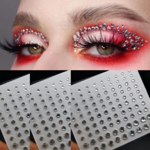 eye body face gems jewels rhinestone stickers acrylic self adhesive crystal white makeup diamonds face tattoo stick gems for women festival accessory diy crafts and nail art decorations 3 sheets