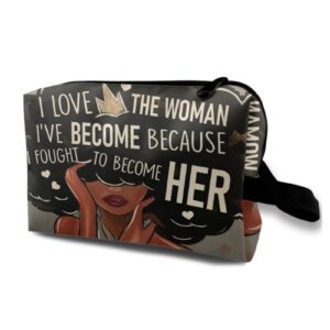 makeup bag for women, black girl stuff, gifts for black women, travel size products for women, sister bags for black women, black women makeup bag