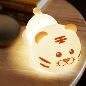 qanyi christmas gift tiger lamp, silicone color changing tiger desk nightlight, rechargeable nursery table lamp with timer and remote control, gift for toddler baby girls boys children bedroom