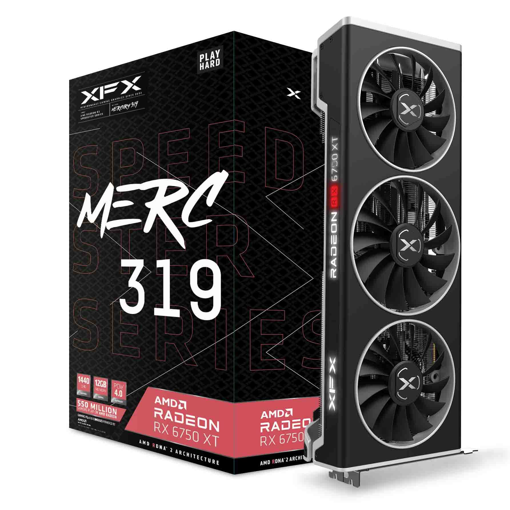 XFX Speedster MERC319 Radeon RX 6750XT Black Gaming Graphics Card with 12GB GDDR6 HDMI 3xDP, AMD RDNA 2 RX-675XYTBDP