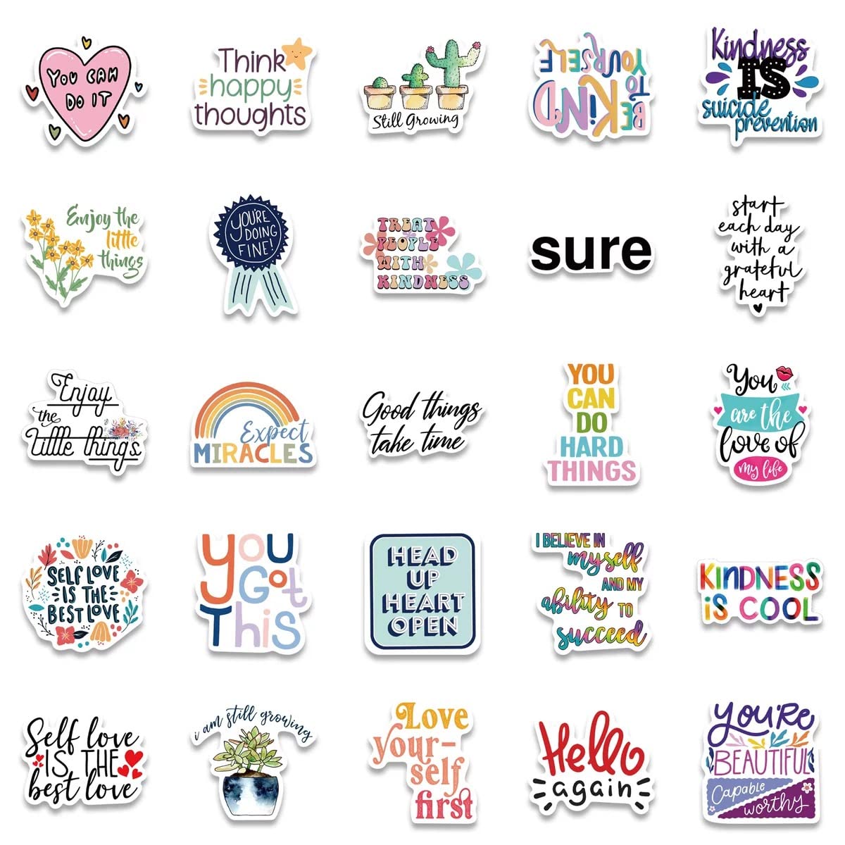 Motivational Stickers 52 Pieces Water Bottle Motivational Stickers Notebook Diary Scrapbook Guitar Helmet Waterproof Vinyl Stickers Kids Teen Adult Teachers Staff Motivational Quotes Stickers