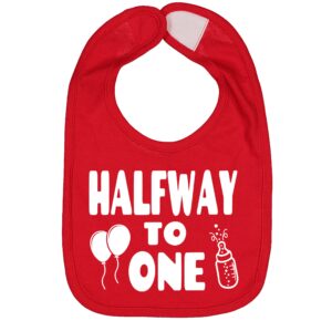 aiden's corner handmade cute baby boy girl half birthday bibs - halfway to one (red)