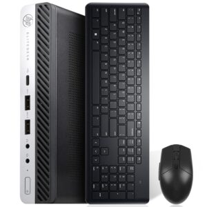 hp elitedesk 800 g3 mini desktop computer intel i7-7700t up to 3.80ghz 32gb new 1tb nvme ssd built-in ax200 wi-fi 6 bt dual monitor support wireless keyboard and mouse win10 pro (renewed)