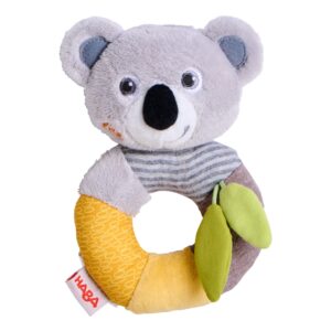 haba koala soft plush rattle ring - machine washable baby toy