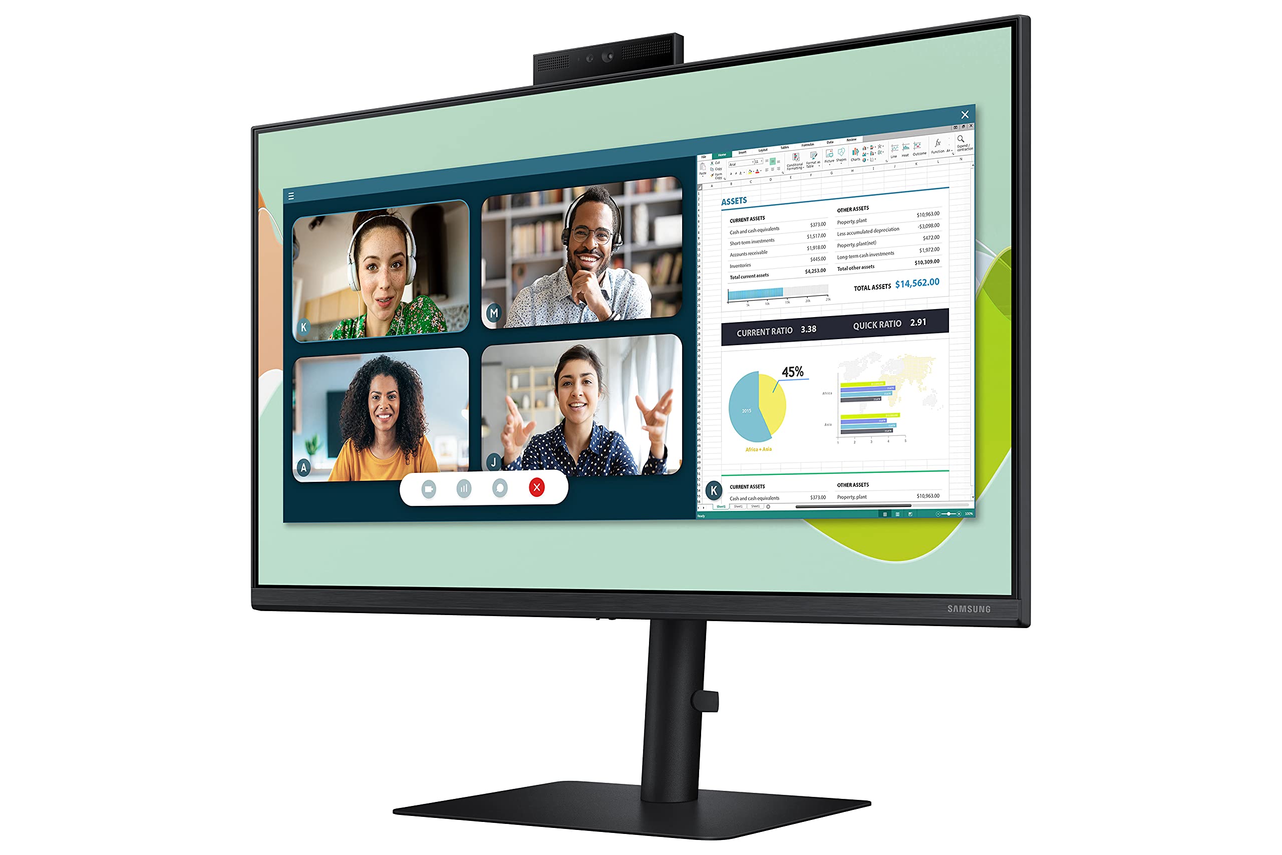 SAMSUNG S40VA Series 24-Inch Computer Monitor, HDMI Monitor, 75Hz Monitor, IPS Monitor, Built-in Webcam, Built-in Speaker & Mic, FreeSync Premium (LS24A400VENXZA) (Renewed)