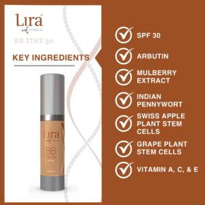 Lira Clinical BB - SPF 30 Tinted BB Cream with PSC & Vitamins - Full coverage - 0.7 fl oz. (BB Tint 30)