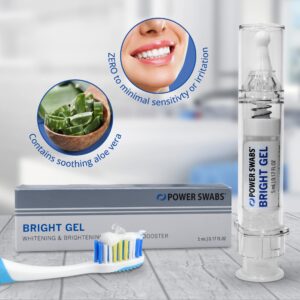 Power Swabs Bright Gel | Gentle Teeth Whitening Gel | Easy Treatment for Whiter Teeth | Dentist Formulated Teeth Whitener and Stain Remover | Professional Teeth Whitening and Brightening Gel