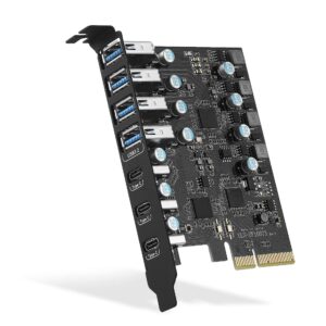 pcie to usb 3.2 gen 2 card with 20 gbps bandwidth 7 usb ports (4 usb type-a and 3 usb type-c ports), pci express (pcie) expansion card usb card for desktop pc