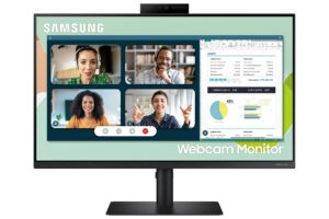 samsung s40va series 24-inch computer monitor, hdmi monitor, 75hz monitor, ips monitor, built-in webcam, built-in speaker & mic, freesync premium (ls24a400venxza) (renewed)