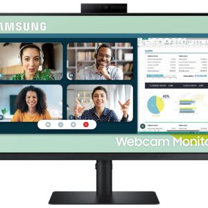 SAMSUNG S40VA Series 24-Inch Computer Monitor, HDMI Monitor, 75Hz Monitor, IPS Monitor, Built-in Webcam, Built-in Speaker & Mic, FreeSync Premium (LS24A400VENXZA) (Renewed)