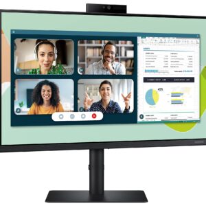 SAMSUNG S40VA Series 24-Inch Computer Monitor, HDMI Monitor, 75Hz Monitor, IPS Monitor, Built-in Webcam, Built-in Speaker & Mic, FreeSync Premium (LS24A400VENXZA) (Renewed)