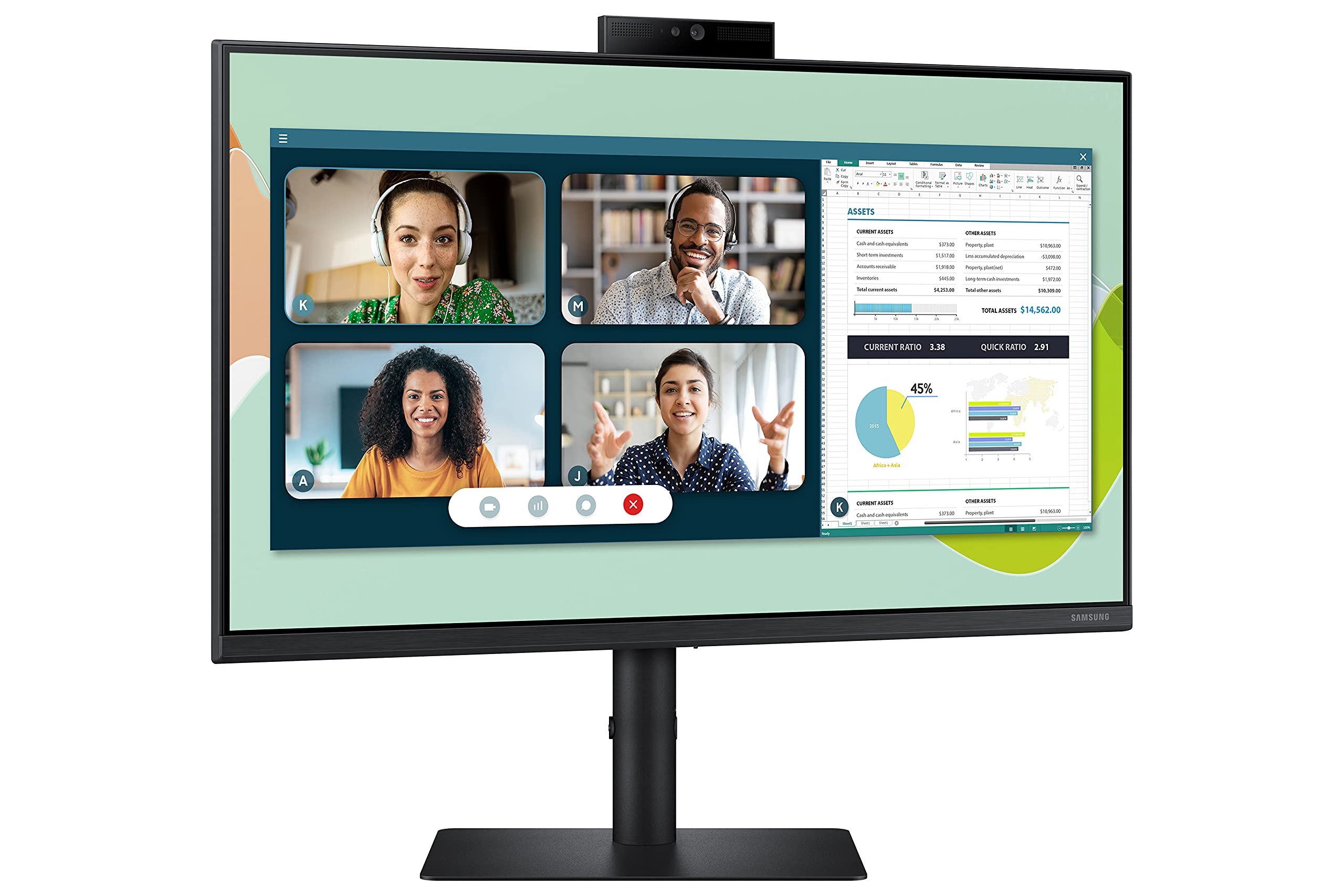 SAMSUNG S40VA Series 24-Inch Computer Monitor, HDMI Monitor, 75Hz Monitor, IPS Monitor, Built-in Webcam, Built-in Speaker & Mic, FreeSync Premium (LS24A400VENXZA) (Renewed)