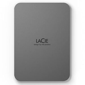 lacie mobile drive secure 4tb external hard drive portable hdd - space grey, usb-c 3.2, for pc and mac, post-consumer recycled, with adobe all apps plan and rescue services (stlr4000400)