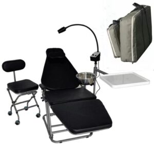 xux portable foldable chair with led exam light ＆ tray + doctor's stool nylon bag