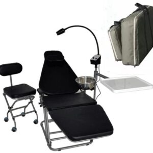 XUX Portable Foldable Chair with LED Exam Light ＆ Tray + Doctor's Stool Nylon Bag