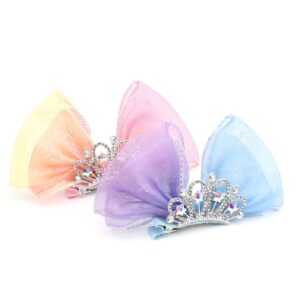 hot&sattion 2 pack bow hair clips, crown shaped hair barrettes, cute metal snap sparkly hair styling accessories for girls & kids