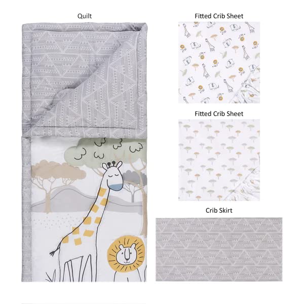 Trend Lab Tanzania Breathable 4-Piece Baby Nursery Crib Bedding Set, Includes Quilt, 2 Fitted Crib Sheets, and Crib Skirt