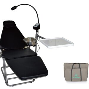 XUX Portable Foldable Chair with LED Exam Light ＆ Tray + Doctor's Stool Nylon Bag