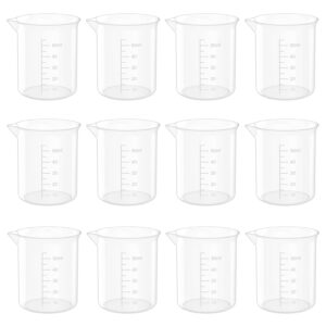 1.7 oz transparent lab measuring cup, 50ml plastic beaker cups, for science experiment, liquid measuring, 12 pcs