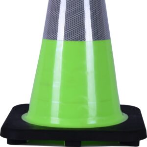 BESEA 6Pack 18" inch Traffic Cones Green Safety Cones PVC Construction Cones with 6 inch Reflective Collar for Home Driveway Road Parking Use(6 Cones)